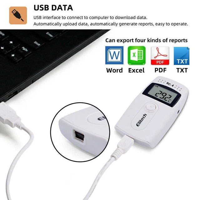 ELITECH RC-4 LCD Display Digital USB Temperature Data Logger Recorder ...
