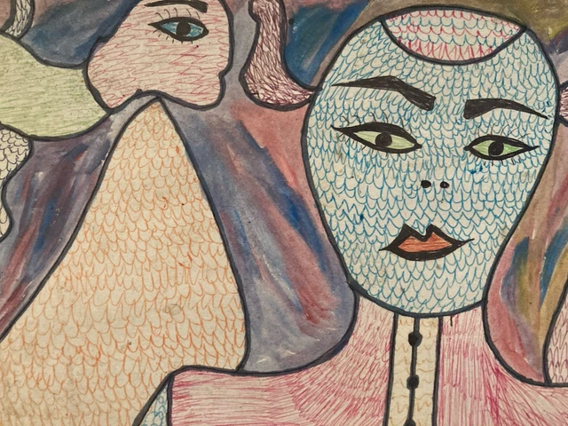 ART BRUT DRAWING Pen Essaouira Mustapha Asmah Mu Naive Expressionist ...