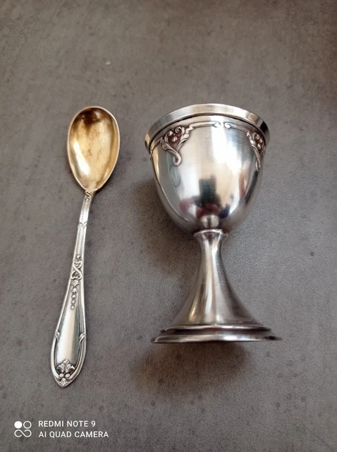 COFFRET COQUETIER AVEC Cuillère Argent Massif Et Vermeil Poinçon 800 ...