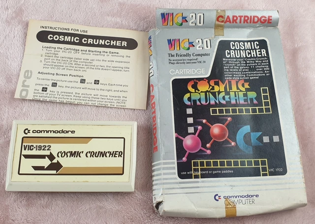COSMIC CRUNCHER FOR Commodore VIC-20 Complete in Box with Manual+60 Day ...