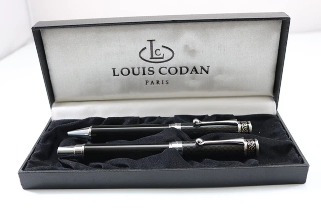 VINTAGE LOUIS CODAN Lacquered Black Ballpoint & Rollerball Pen (Cased ...