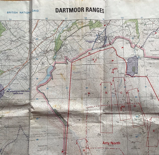 ORIGINAL BRITISH ARMY TRAINING AREA MAP: DARTMOOR RANGES, 1986 (89x63cm ...