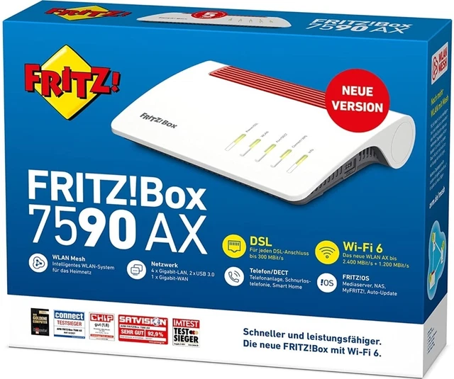 AVM FRITZ!BOX 7590 AX WiFi 6 Wi-Fi Router NEW & ORIGINAL PACKAGING with ...