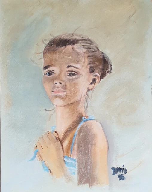 ANCIEN TABLEAU PORTRAIT de Jeune Fille Signé et Daté EUR 39,00 ...