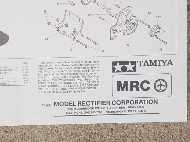 RARE 1986 TAMIYA Monster Beetle Parts Breakdown Diagram 21" x 16" 58060 ...