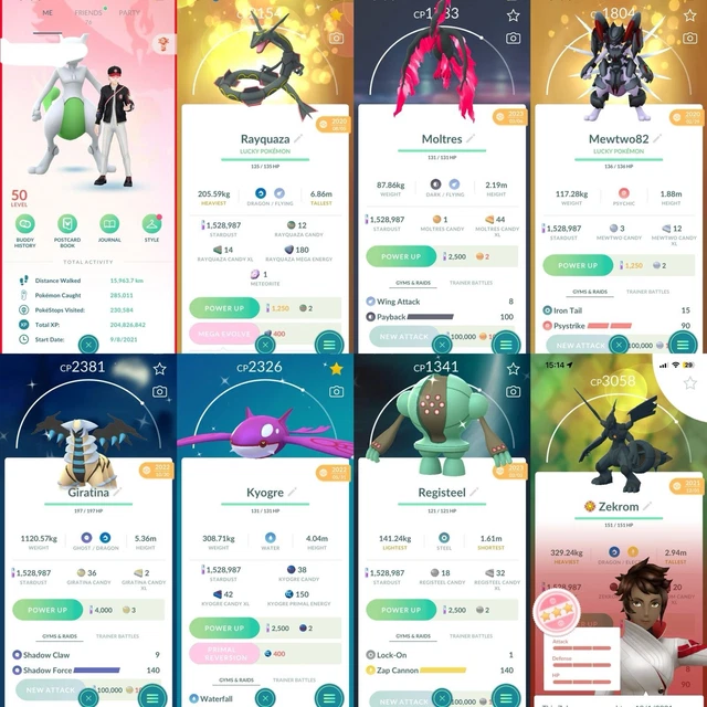 POKÉMON GO LVL 50/702 Shinys/208 Légendaire/Mewtwo BLINDÉ/BRILLANT ...