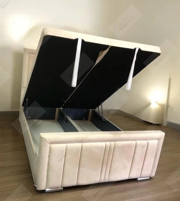 OTTOMAN DIVAN STORAGE Gas Lift Single Double King Super King Velvet ...