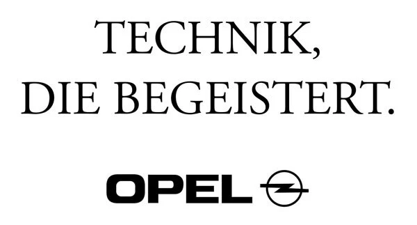 OPEL TECHNIK DIE Begeistert Slogan Schriftzug Aufkleber weiß schwarz ...