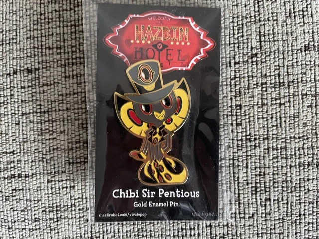 RARE HAZBIN HOTEL Gold Chibi Sir Pentious Enamel Pin Sharkrobot Helluva ...