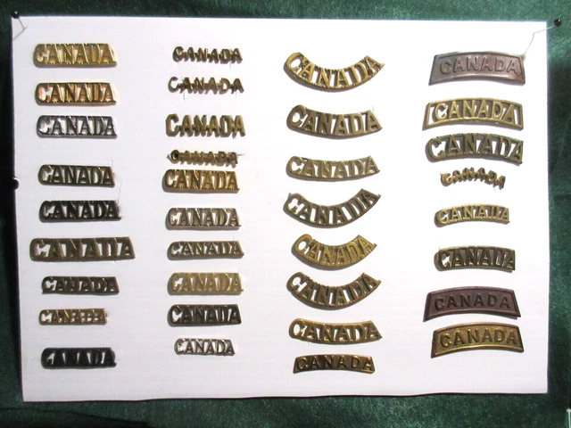 35 DIFFERENT CANADA Metal Shoulder Titles WWI, WWII, and Post WWII (2 ...