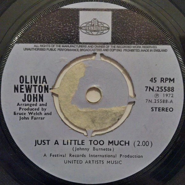OLIVIA NEWTON-JOHN - Just A Little Too Much (7") EUR 19,52 - PicClick FR