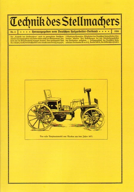 TECHNIK DES STELLMACHERS Nr.4/1924 Stellmacher Wagner Wagenbau Wagnerei ...