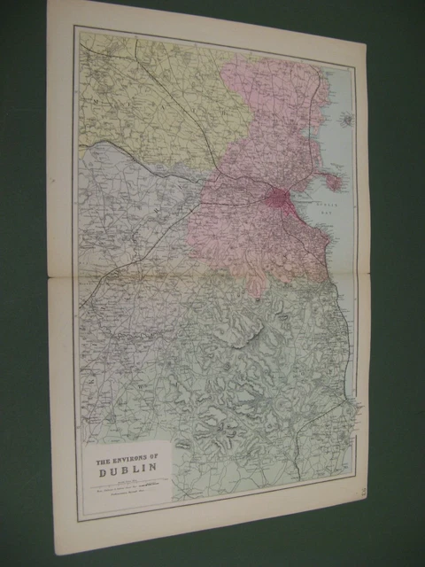 100% ORIGINAL LARGE Environs Of Dublin Map By Bacon C1896 Vgc Ireland £ ...