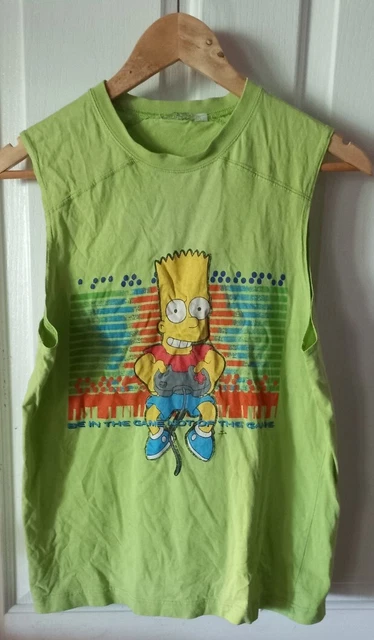 THE SIMPSONS SIZE 16 boys Bart Light green Sleeveless Singlet Tank T ...