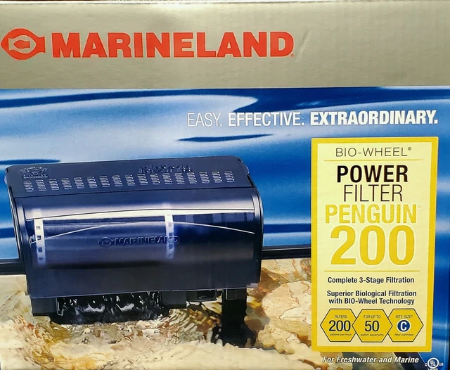 MARINELAND PENGUIN 200B BIO WHEEL HOB POWER FILTER for AQUARIUMS $38.99 ...