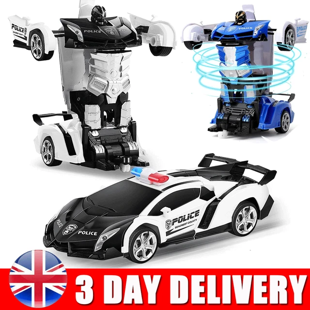 TRANSFORMING ROBOT MODEL Toy Car, 360° Rotating Automatic Deformation ...