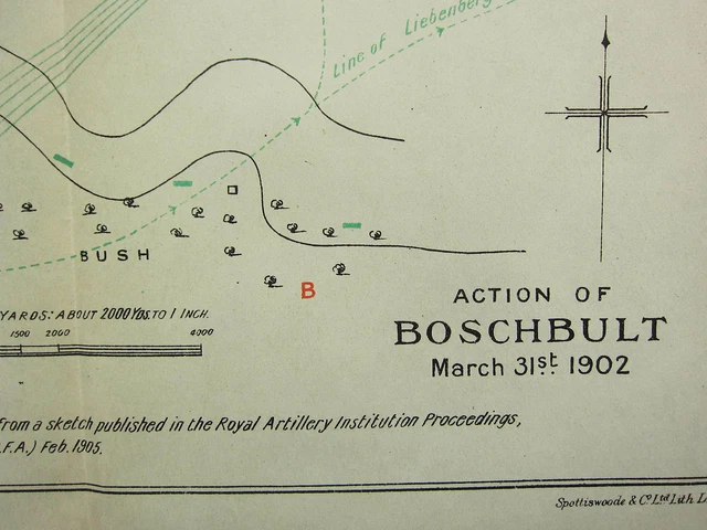 BOER WAR ERA MAP/BATTLE ~ ACTION OF BOSCHBULT MAR 31st 1902 LAAGER ...