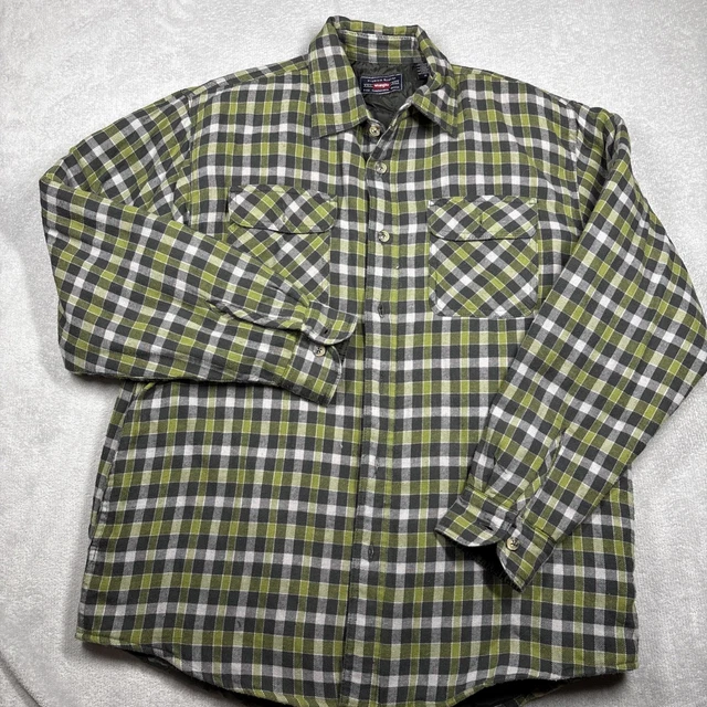 WRANGLER MEN’S M Sherpa Lined Flannel Shirt Jacket Green Plaid Warm ...