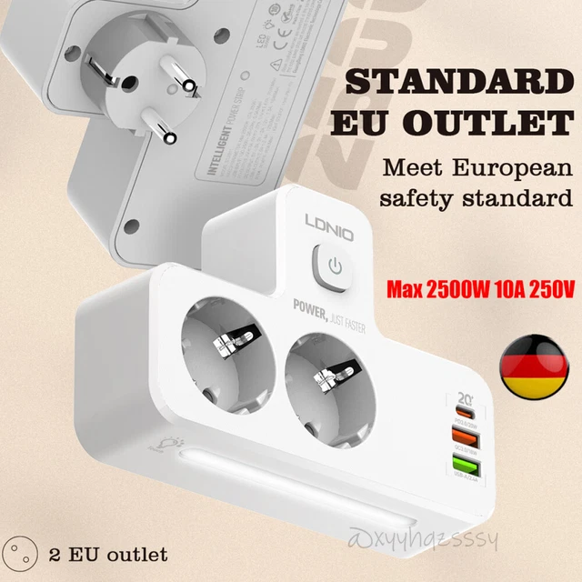 2-FACH MEHRFACHSTECKDOSE 2ER Steckdose Adapter mit USB-A C Wandmontage ...