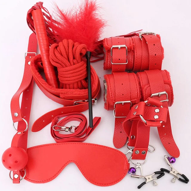 10 Pcs Set Sex Erotic Toys Adults Bdsm Bondage Set Handcuffs Nipple