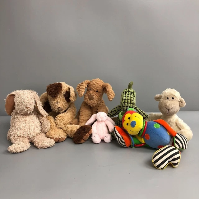 JELLYCAT PLUSH SOFT Toy Bundle x7 Rabbits Dog Crocodile Dog Lamb Monkey ...