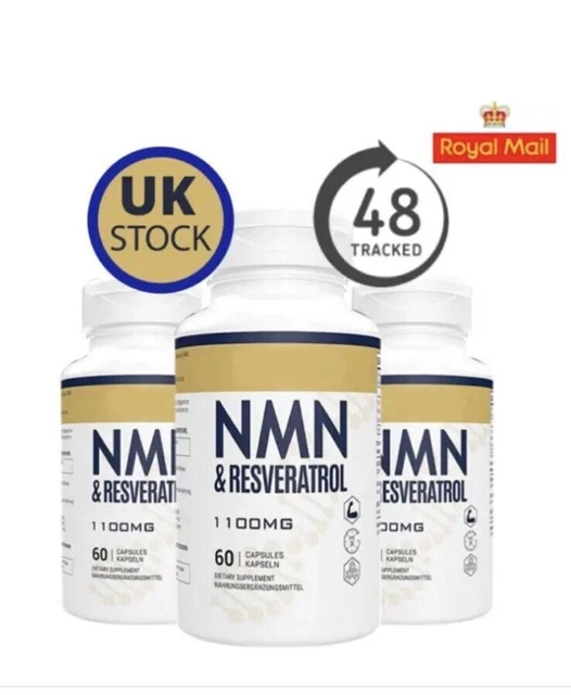 NMN + RESVERATROL 60 Capsules Anti-aging Antioxidant Supplement Health 1100mg UK £13.52 ...