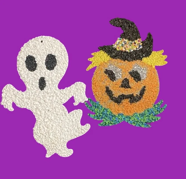 Vintage Halloween Melted Plastic Popcorn Ghost And Jack O Lantern Set Of 2 Eur 2698 Picclick Fr