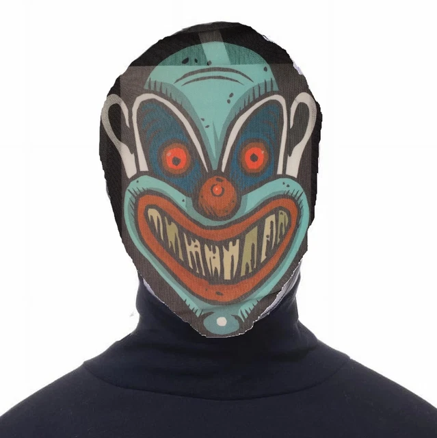 CREEPY HOODED SHEER STRETCH ZOMBIE MASK Morph Costume-CLOWN-Sugar Skull ...