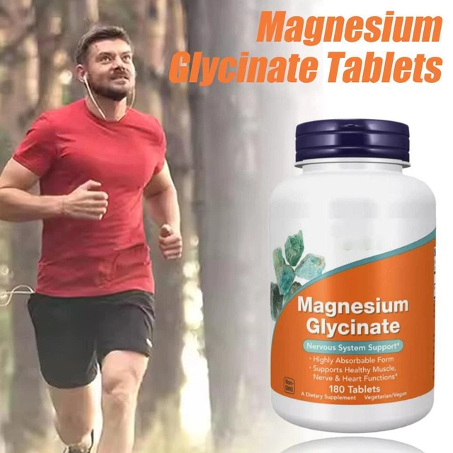 MAGNESIUM GLYCINATE TABLETS, 180 Tablets for Heart, Nerve, Sleep Health ...