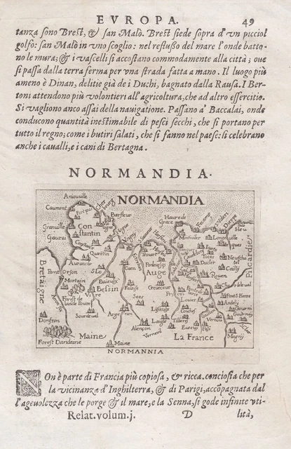 NORMANDIE ROUEN CHERBOURG Dieppe Carte Map Carte Ortelius EUR 62,02 ...