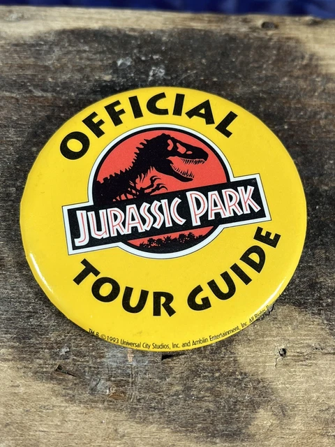 VINTAGE JURASSIC PARK Official Tour Guide Movie VHS Promo Button Pin £5 ...