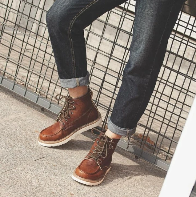 MEN'S BOOTS LEATHER Boots Outdoor Mark Boots Work Boots High-Top Boots ...