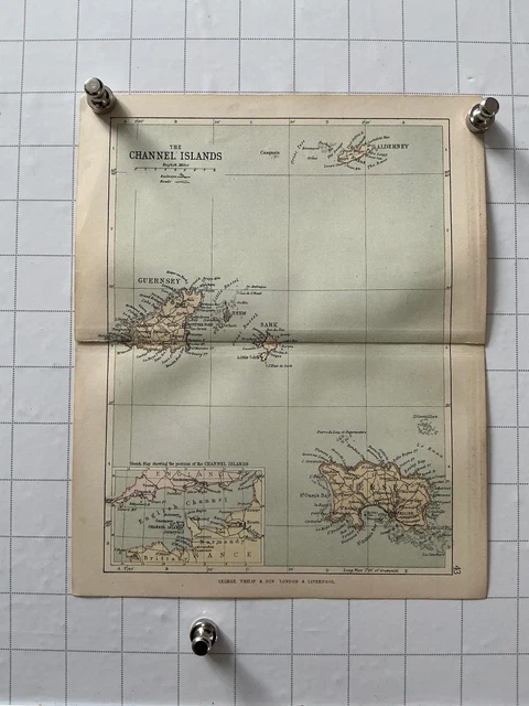 CHANNEL ISLANDS - 1885 Original Antique County Map England Philip ...