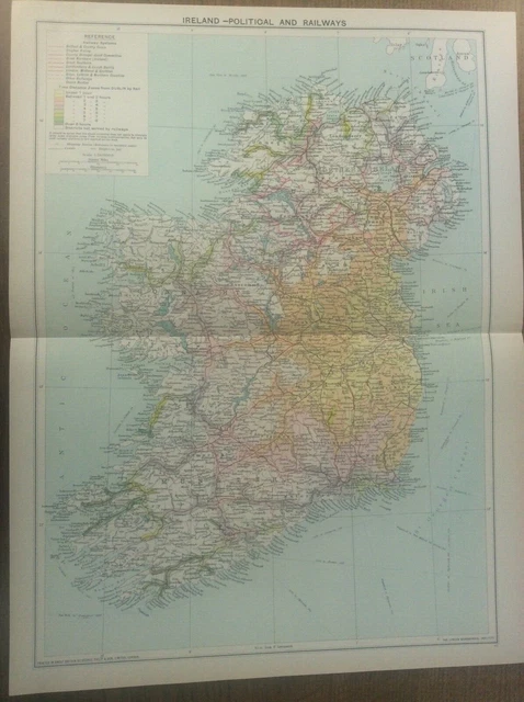 VINTAGE ANTIQUE 1939 Philips Map 20x15 Ireland RAILWAYS & Political £19 ...