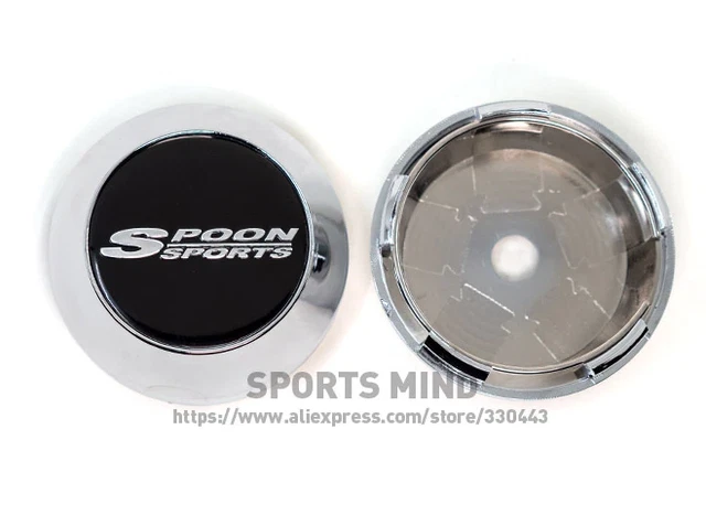 4X69MM SPOON SPORTS Wheel Caps Hubcaps Rim Caps Badges Emblems Black ...
