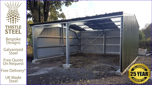 STEEL FRAMED BUILDING Open 2 Bay Storage Unit. £1.00 - PicClick UK