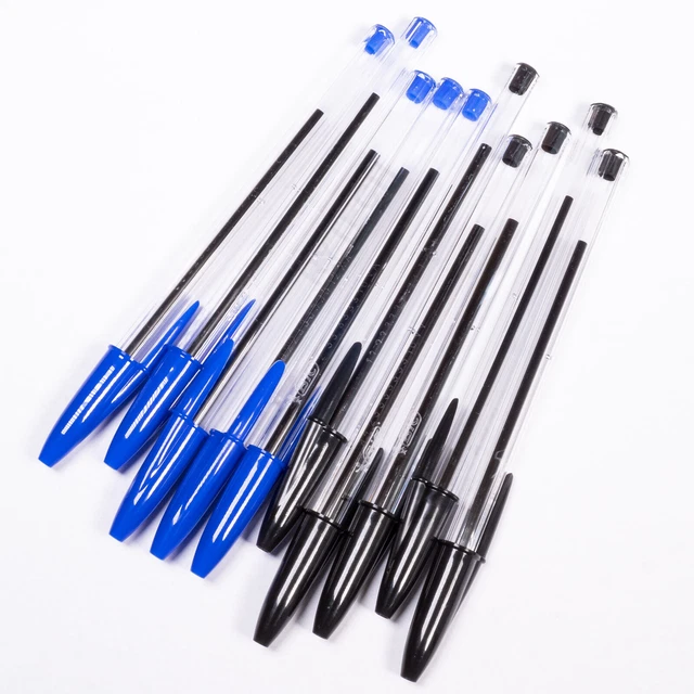 BLACK OR BLUE BIC Cristal Ballpoint Pens Medium 1mm Biro Office Writing ...
