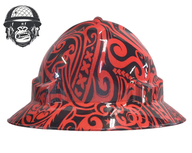 CUSTOM HYDROGRAPHIC SAFETY Hard Hat TRIBAL RED PRO CHOICE WIDE BRIM $57 ...