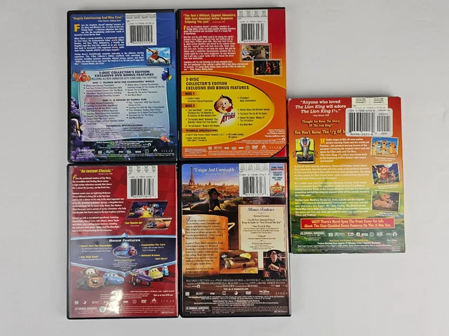 LOT OF 5 DVDs Finding Nemo,The Incredibles, Cars,Ratatouille & The Lion ...