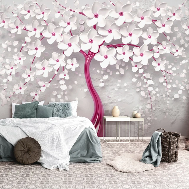 VLIES FOTOTAPETE BLUMEN BAUM 3D EFFEKT Kinderzimmer Mädchen TAPETE XXL ...