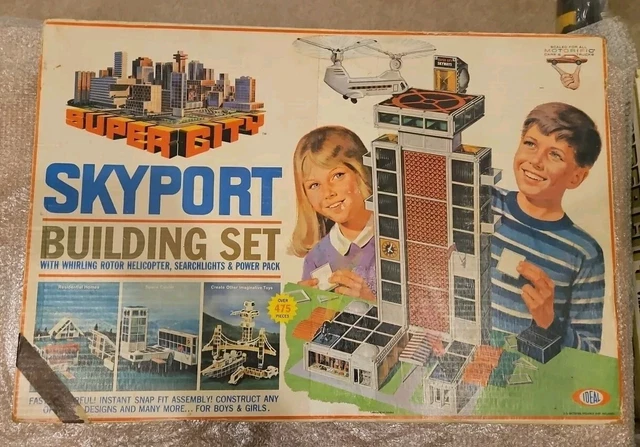 VINTAGE 1960S IDEAL Skyport Building Set Construction Set w/ Box ...