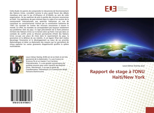 LOUIS EDMAR STANLEY Jean | Rapport de stage à l'ONU Haiti/New York ...