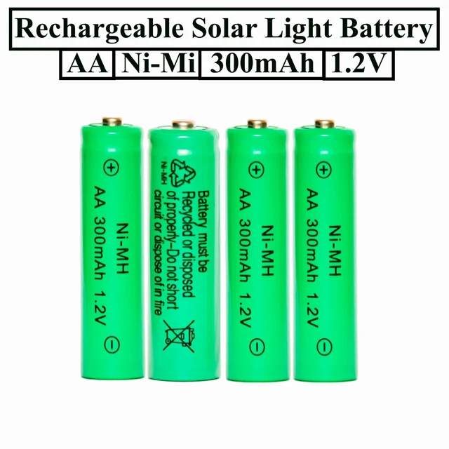 AA 300MAH SOLAR Light Rechargeable Batteries 1.2v AA NiMH Ni-Mh 4 Pack £4.15 - PicClick UK