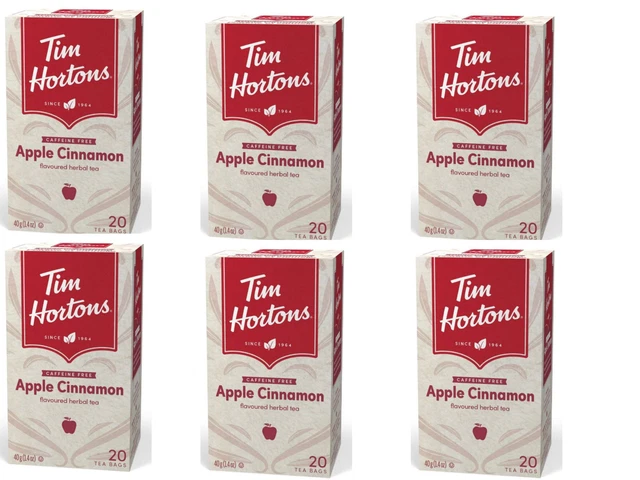 6 BOXES OF Tim Hortons Apple Cinnamon Herbal Tea- 20 Bags 40g From ...