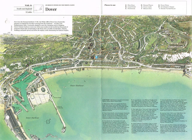 DOVER KENT 1990 Vintage Walking Route & Map #46 £3.49 - PicClick UK