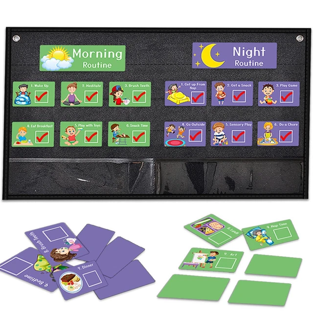 KIDS VISUAL SCHEDULE Calendar Chart Daily Routine Card for Children ...