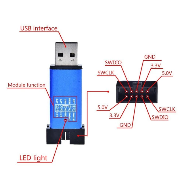 Stm32 Simulator Line Burner Stlink Downloader St Link V2 Programmer