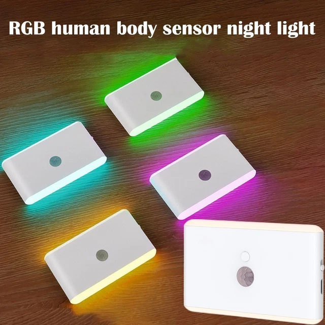 RGB HUMAN BODY Induction Lamp 3.7inch LED Night Light Stair £8.56 ...