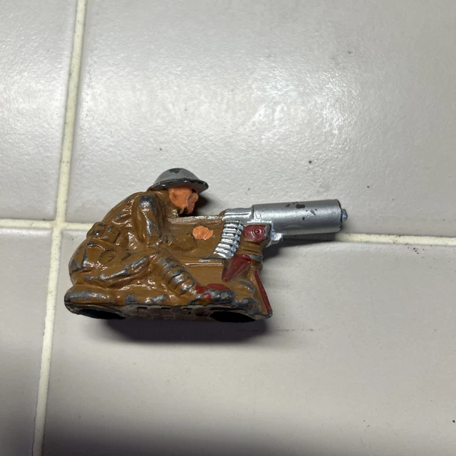 ANTIQUE BARCLAY MANOIL Lead Toy Ww1 Sitting Soldier With Machine Gun ...
