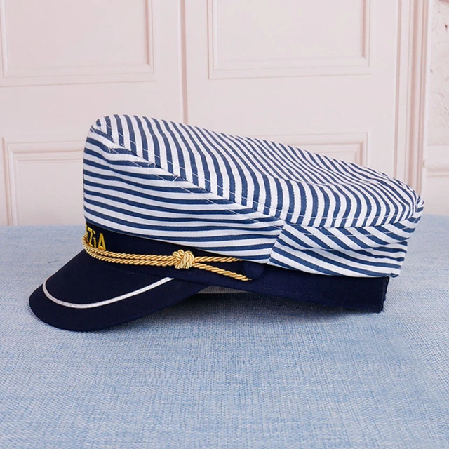NAVY BLUE SEA Captain Hat Captains Stripes Adult Child Parent-child £11 ...